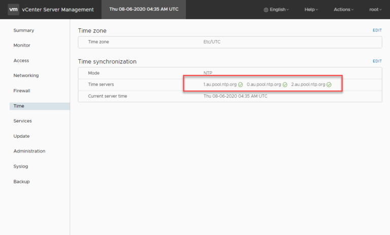 Configure NTP Time Source On vCenter Server 7 (VCSA) – blog.ukotic.net Configure NTP Time Source On vCenter Server 7 (VCSA) – blog.ukotic.net